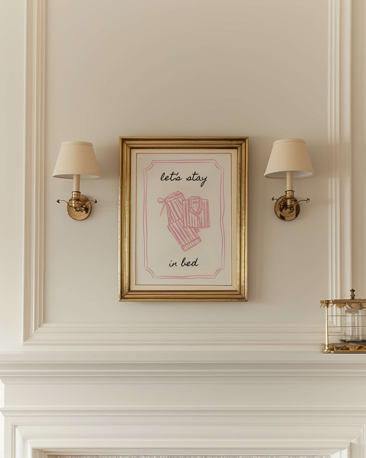 Let's Stay in Bed Pink Bedroom Poster – House of Saturn