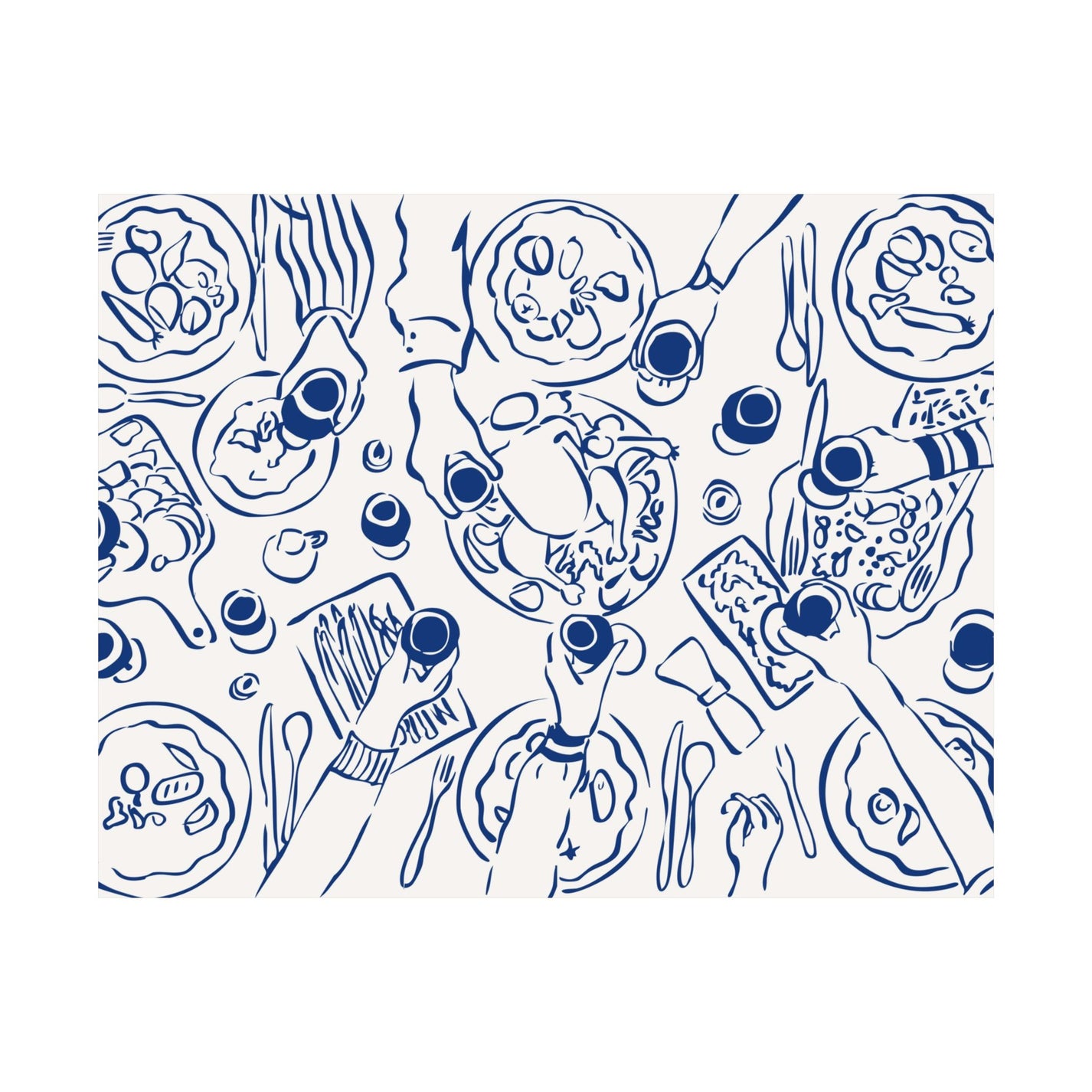 Dinner Party Horizontal Blue Poster – House of Saturn