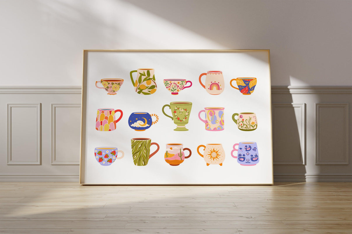Tea Cup Set Horizontal Poster – House of Saturn